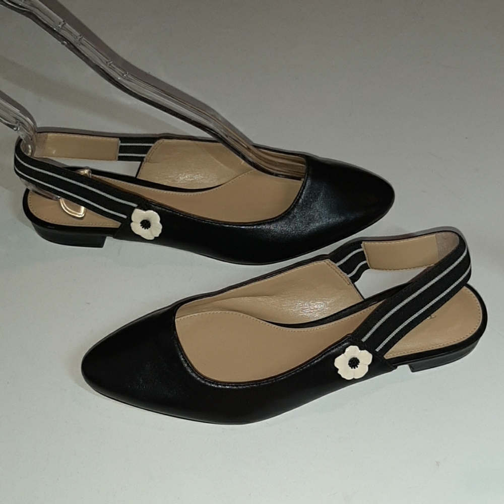 Talbots Black Edison Webbing Slingback Shoes - Gem